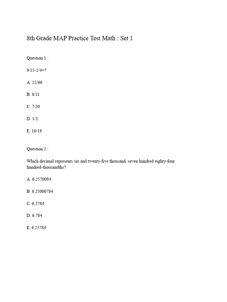 8th Grade Practice Test | PDF
