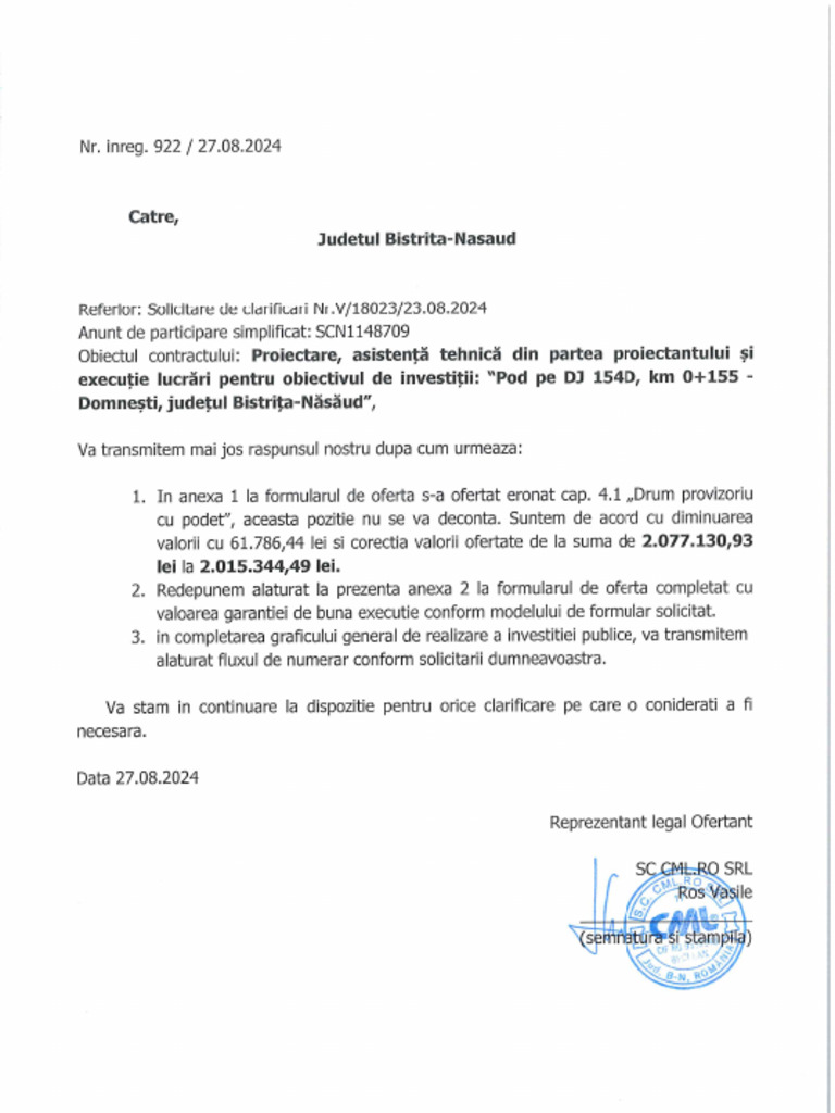Raspuns La Solic - clrf.nr.V-18023-23.08.2024 | PDF