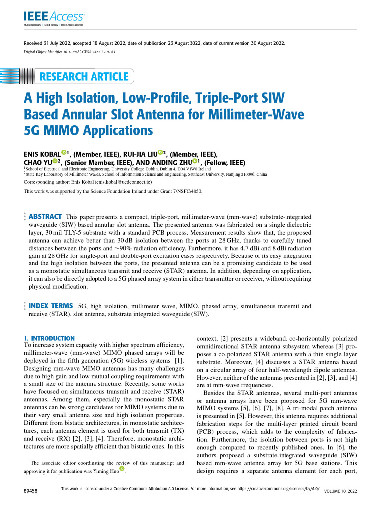 A High Isolation Low Profile Triple Port Siw Based Annular Slot Antenna For Millimeter Wave 5g