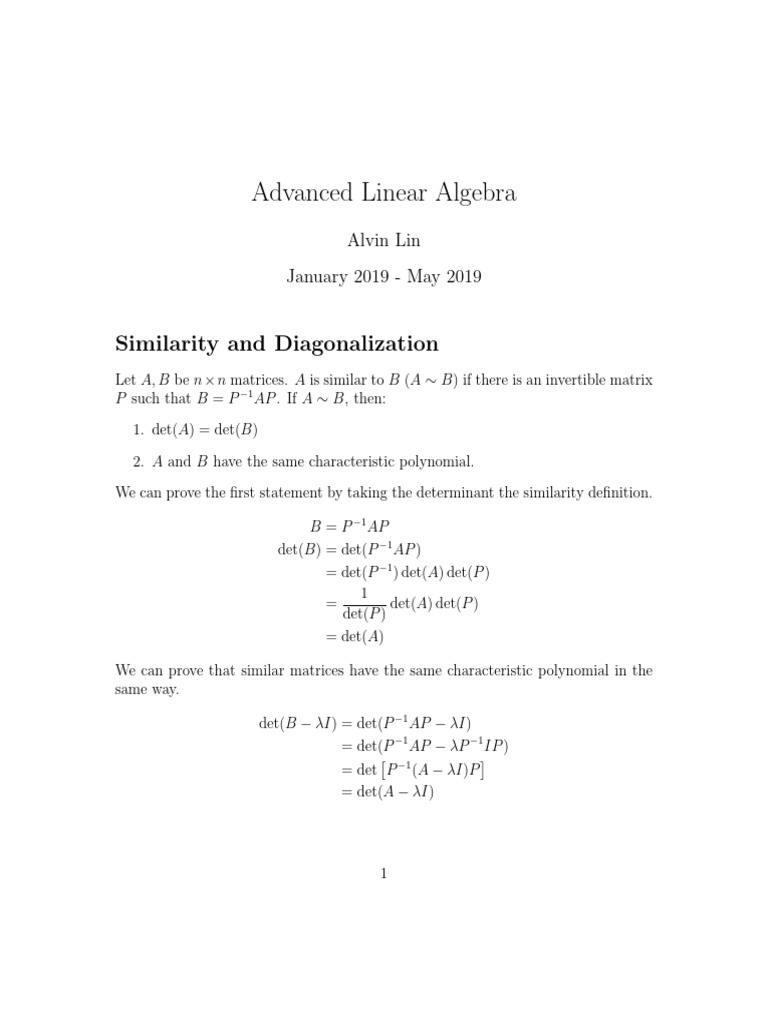 03 - Similarity and Diagonalization | PDF | Matrix (Mathematics) | Teaching Methods & Materials