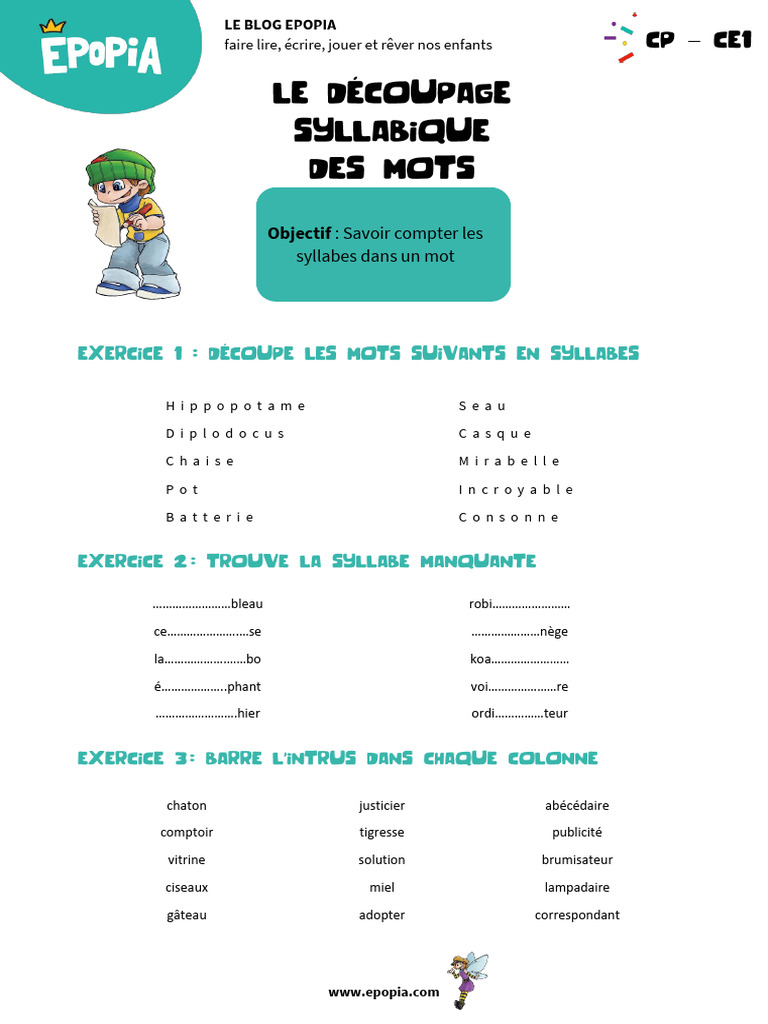 Le Decoupage Syllabique Des Mots-cp Ce1 (1) | PDF