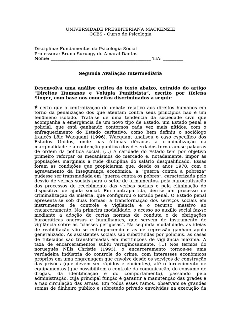 Segunda AvaliacÌ Aì o IntermediaÌ Ria - 1Âº Semestre de 2022 | PDF