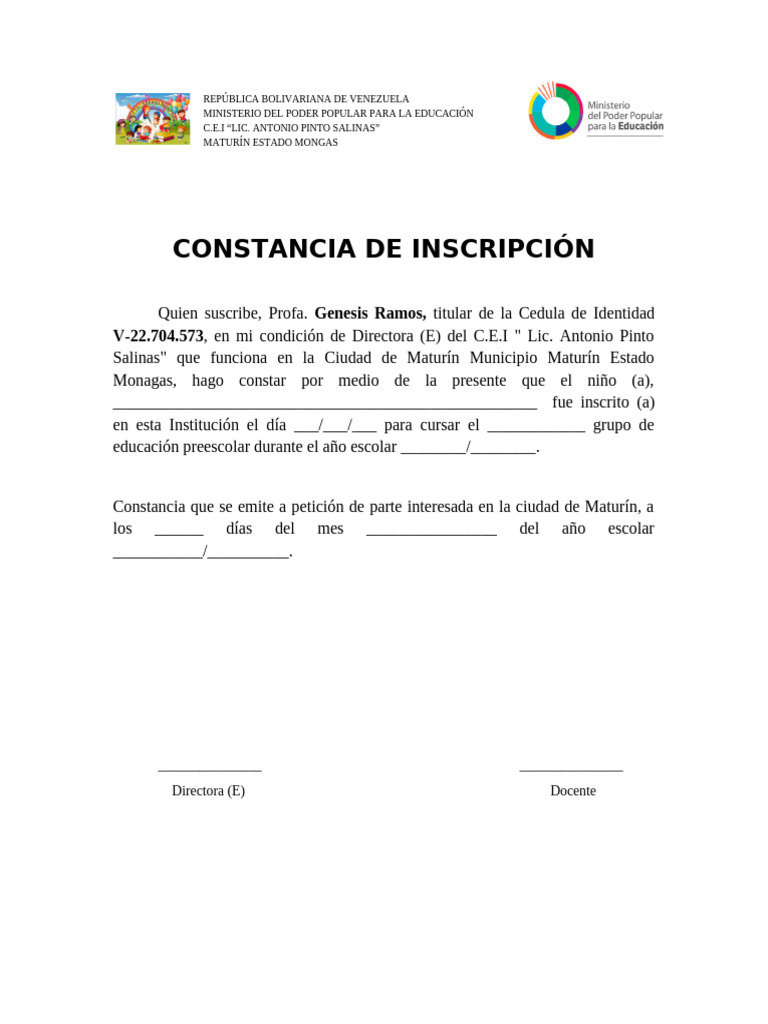 Constancia de Inscripcion | PDF