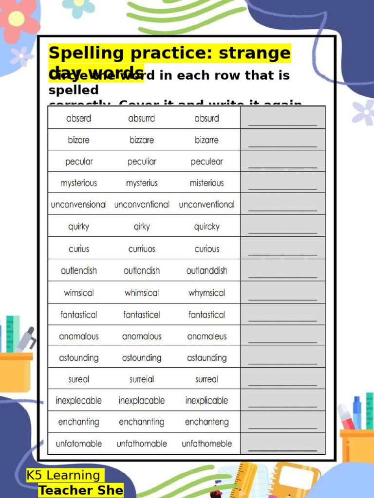 Spelling Challenge | PDF
