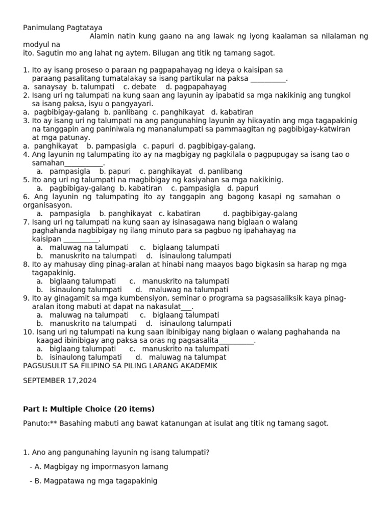 Filipino Sa Piling Larang Module | PDF