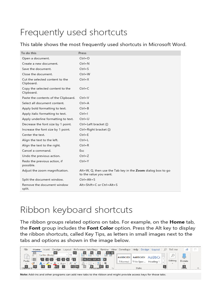 MS Word Keyboard Shortcut | PDF