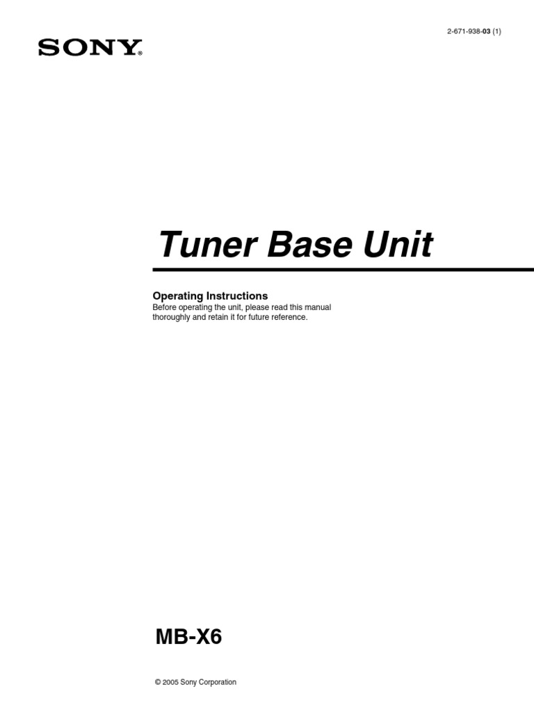 Tuner Base Unit: Operating Instructions | PDF