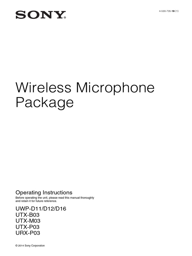 Wireless Microphone Package: Operating Instructions | PDF