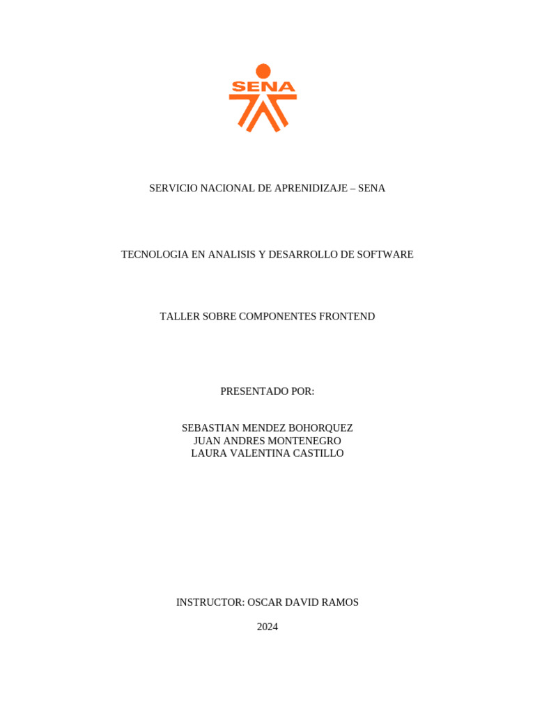 Taller Sobre Componentes Frontend Pdf