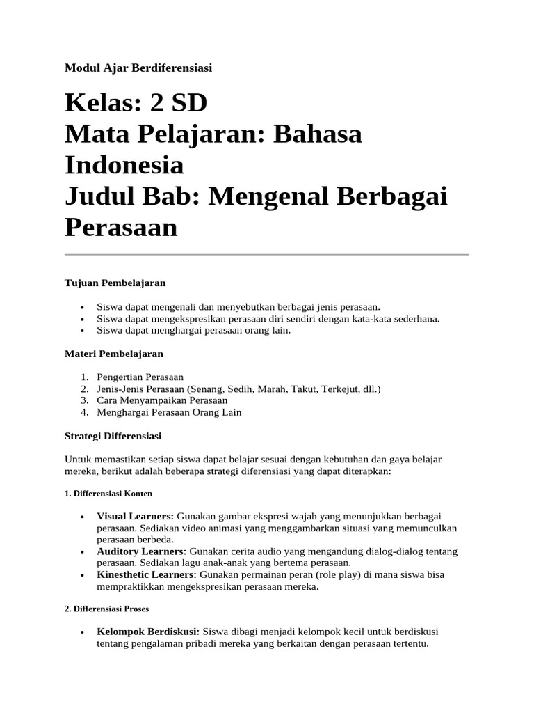 Modul Ajar Berdiferensiasi | PDF