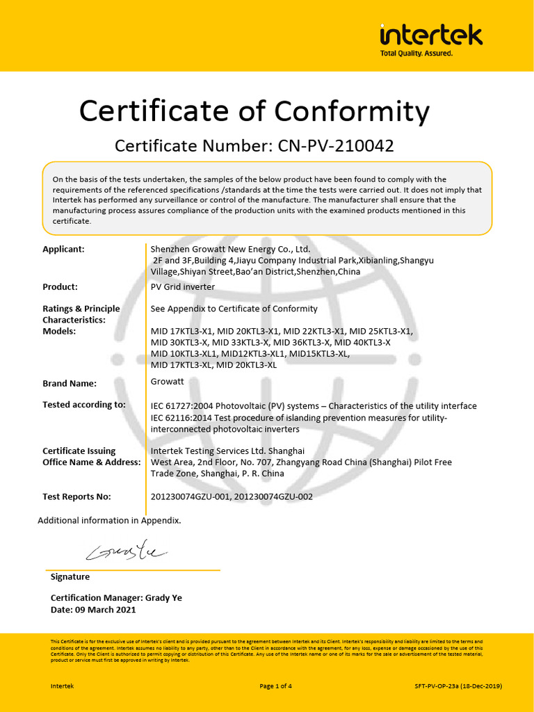 Certificado Mid 17 40KTL3-X | PDF