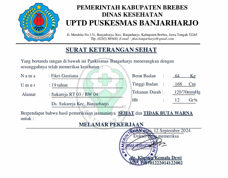 SKD Sehat Puskesmas Banjarharjo | PDF