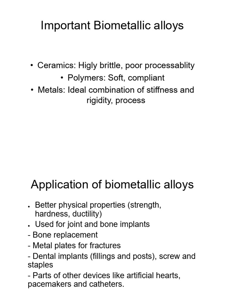 Important Biometallic Alloys | PDF