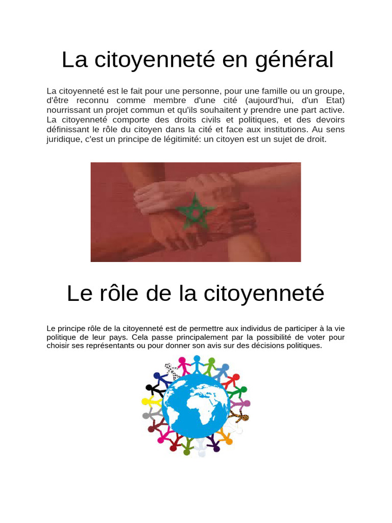 La citoyenneté : droits et responsabilités | PDF