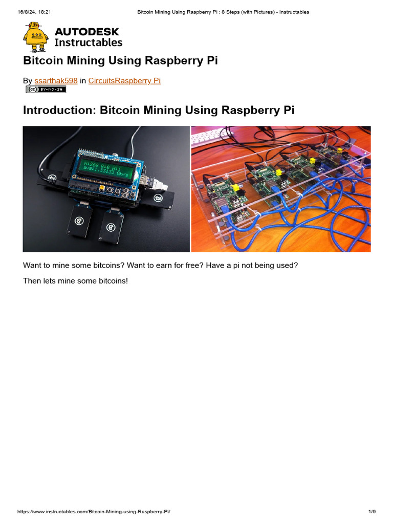 Bitcoin Mining Using Raspberry Pi _ 8 Steps (with Pictures) - Instructables | PDF