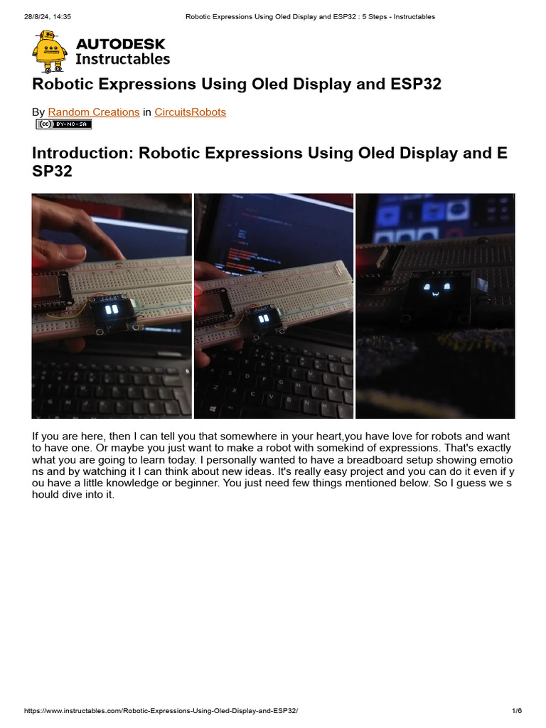 Robotic Expressions Using Oled Display and ESP32 - 5 Steps - Instructables | PDF