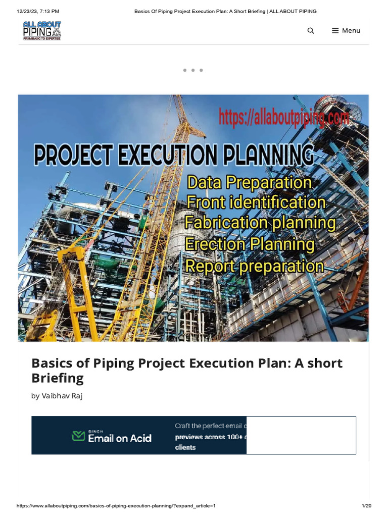 Basics of Piping Project Execution Plan - A Short Briefing - ALL ABOUT PIPING | PDF | Pipe ...