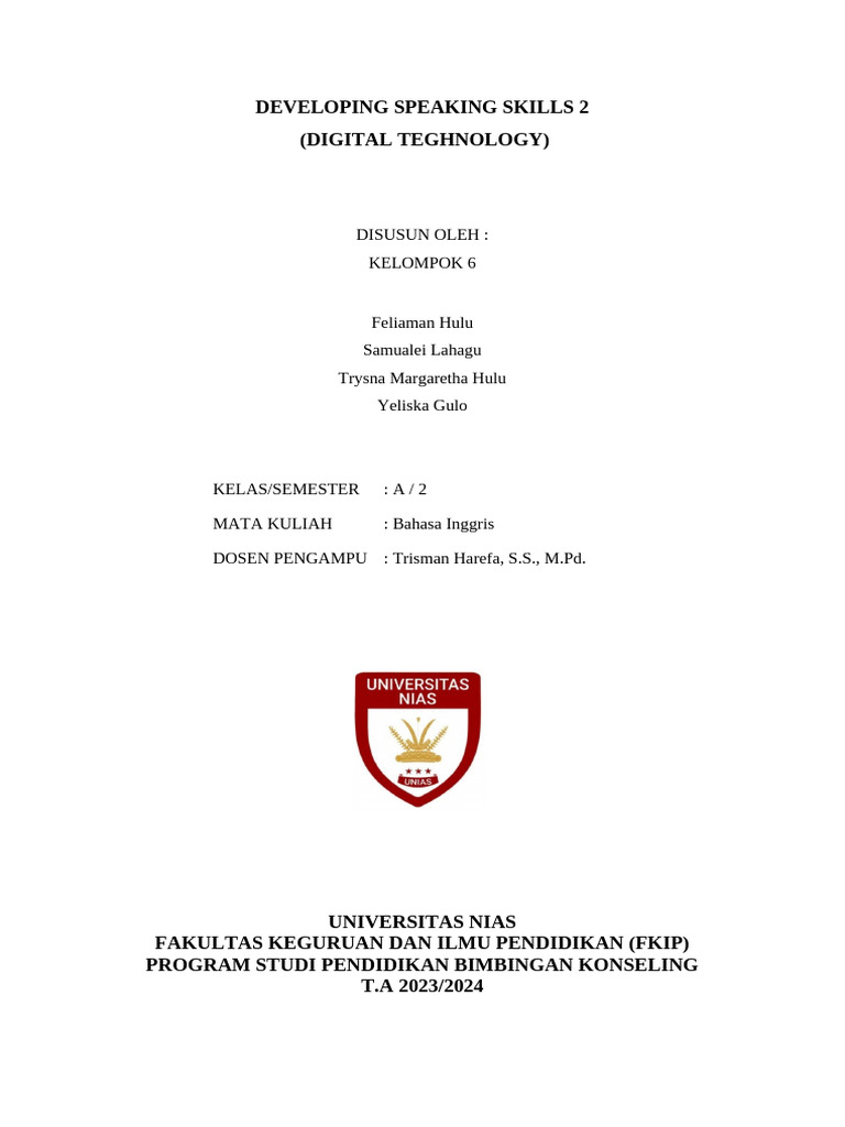 DEVELOPING SPEAKING SKILLS (Digital Technology) | PDF