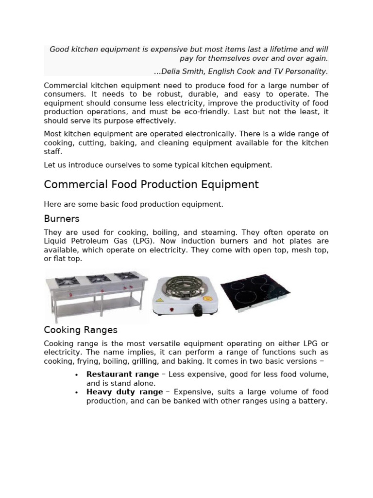 Good kitchen equipment is expensive but most items last a lifetime and ...