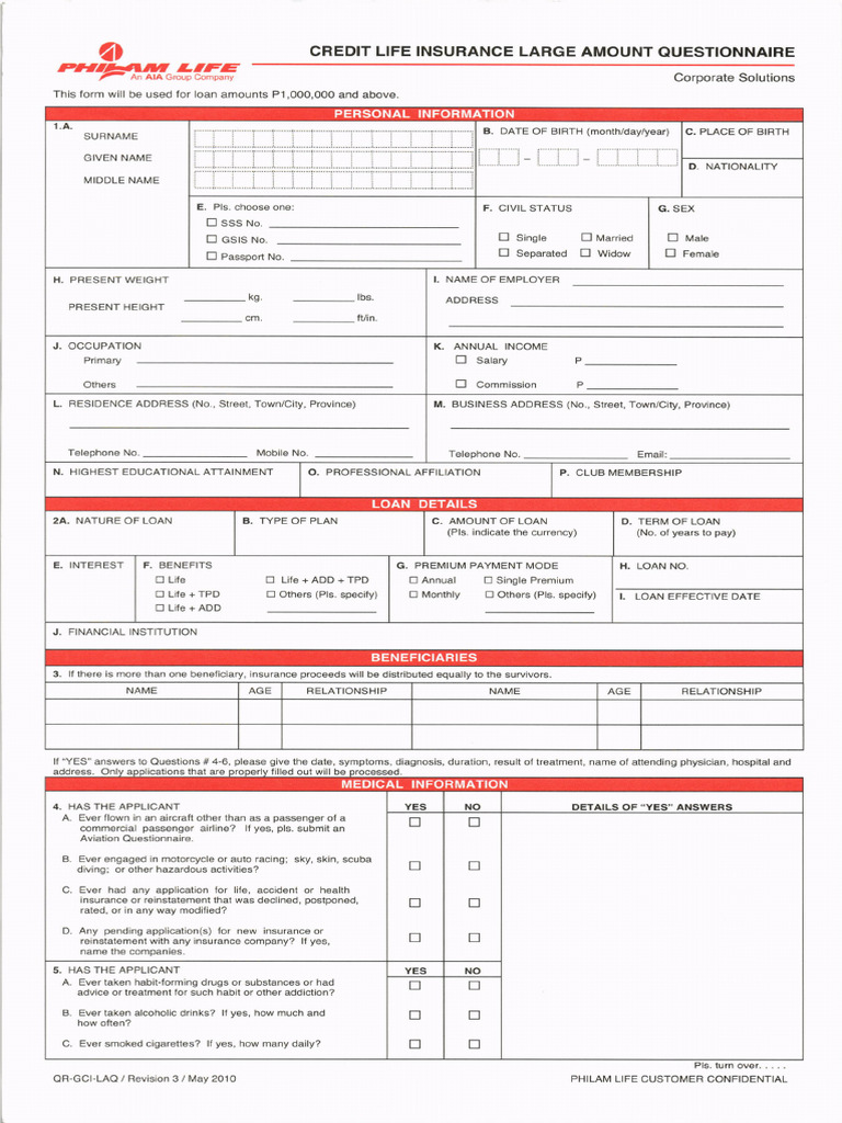 Philam Life Form | PDF