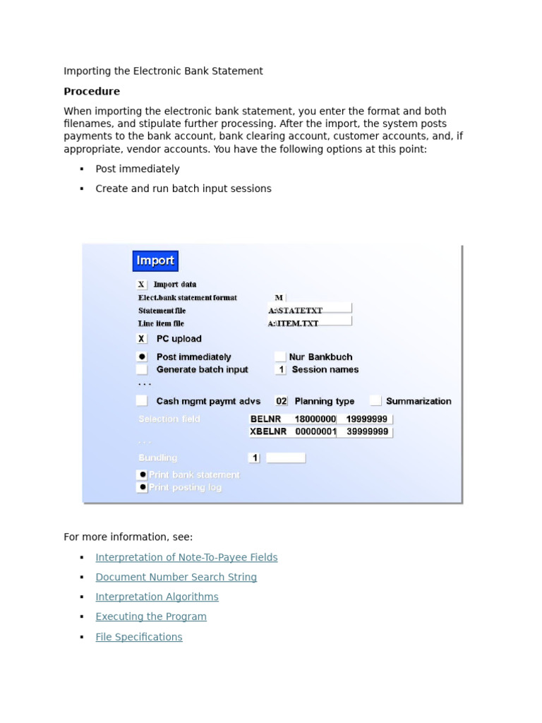 Importing the Electronic Bank Statement | PDF