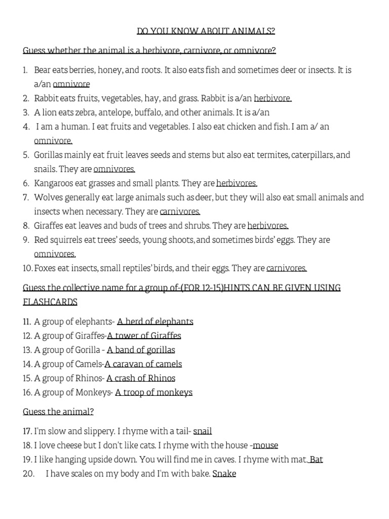 DO YOU KNOW ABOUT ANIMALS | PDF