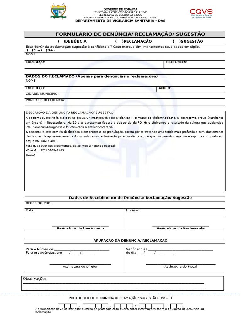 Formulário de Denúncia Digital | PDF