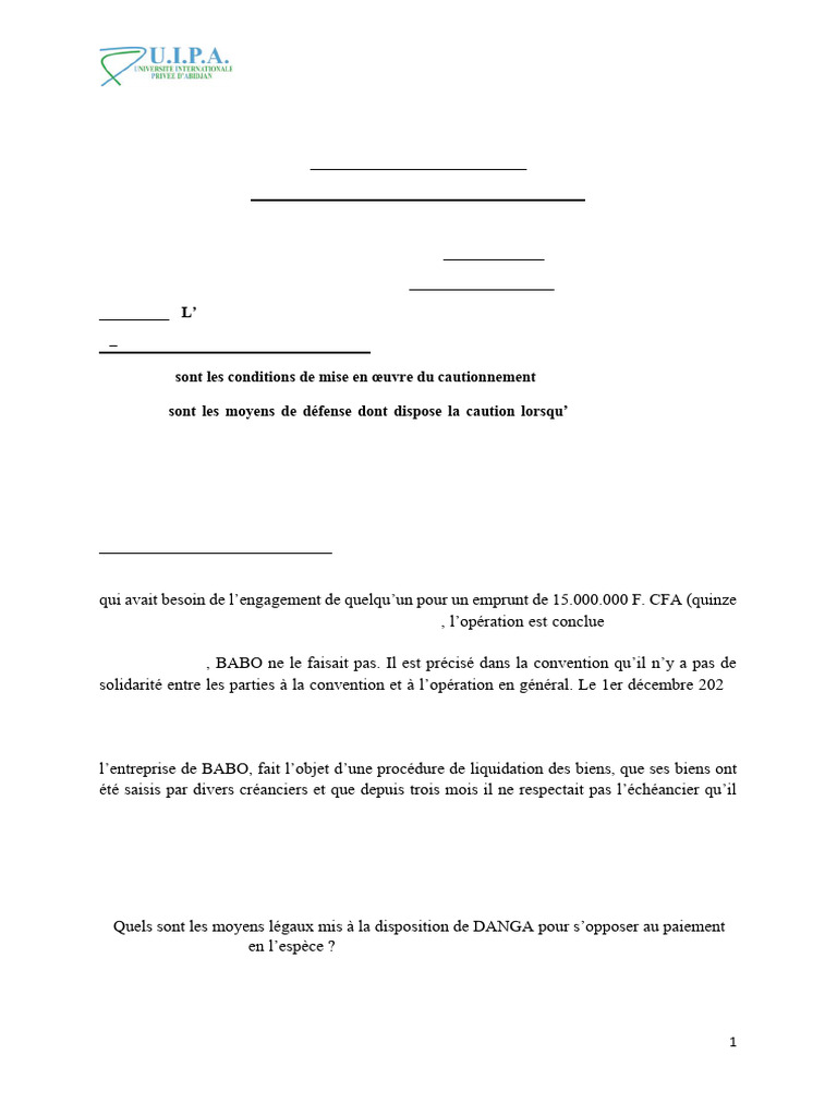 Corriges TD 3-6 Droit Des Suretes Uipa 2023-2024 | PDF