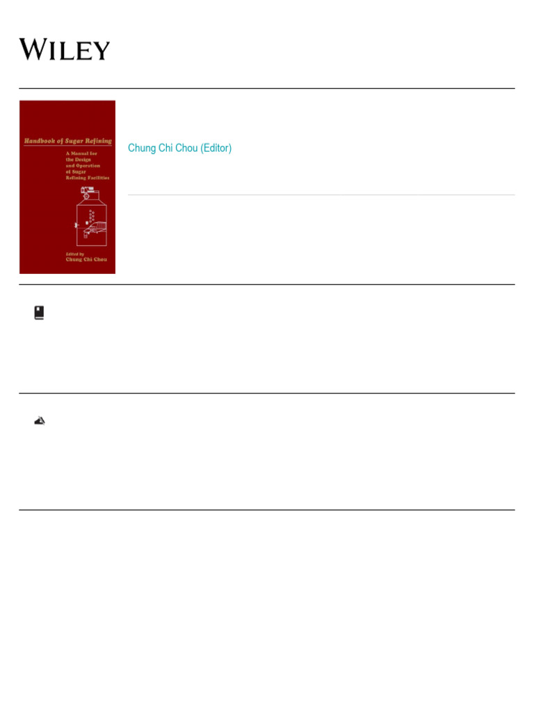 Wiley - Handbook of Sugar Refining - A Manual For The Design and ...