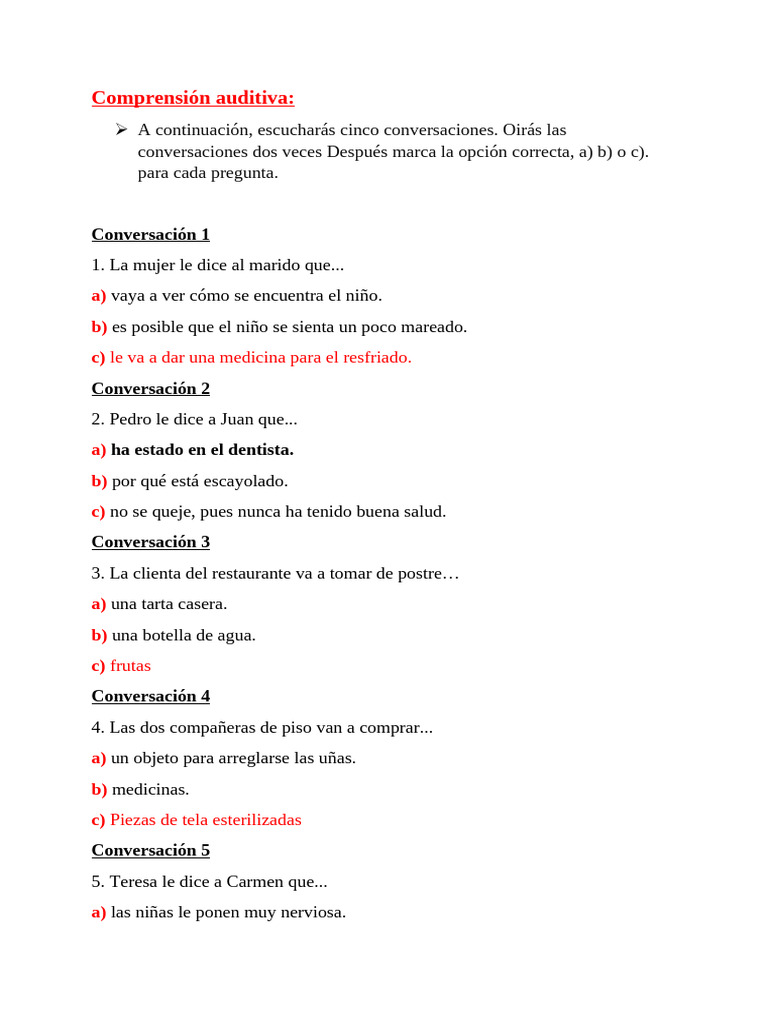 Comprensión Auditiva | PDF