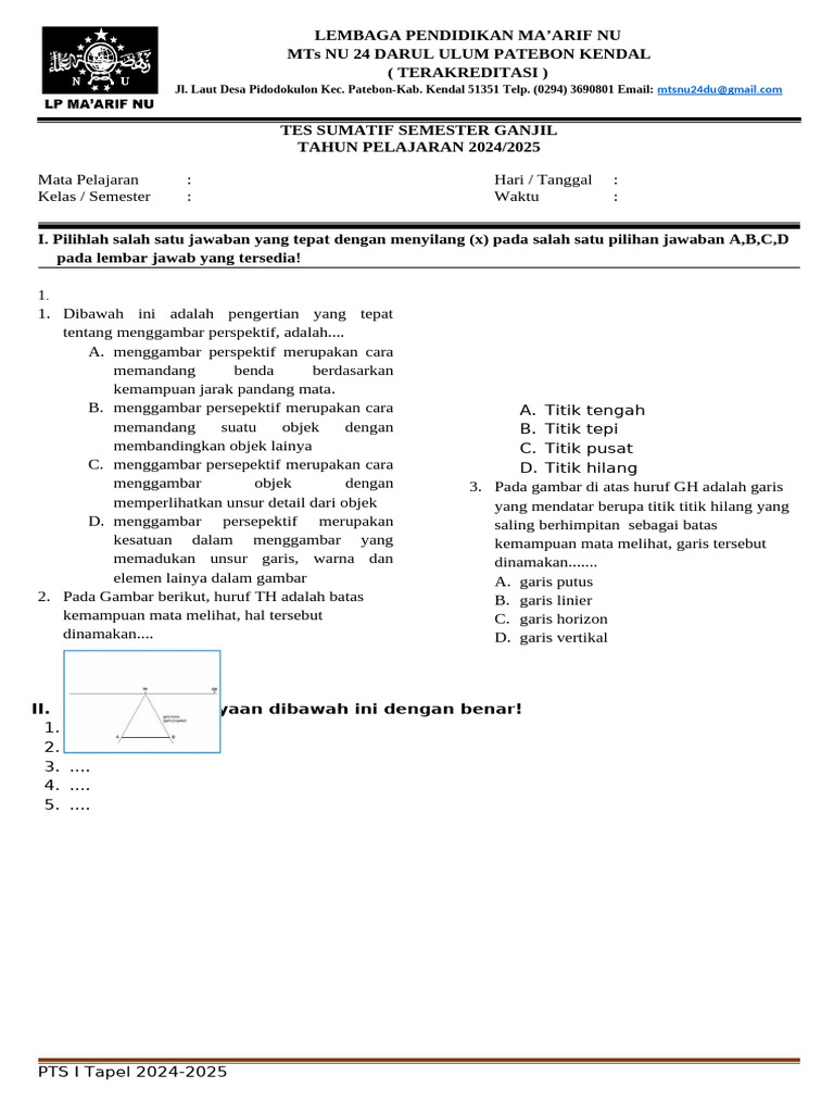 Template Soal Sumatif Semester 1 24-25 | PDF