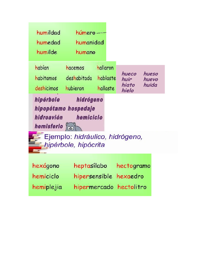 Palabras Con H | PDF