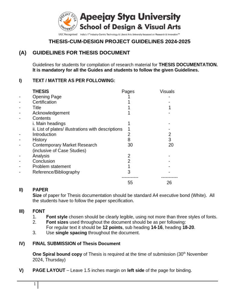 Thesis Guidelines_ SDVA_2024 | PDF