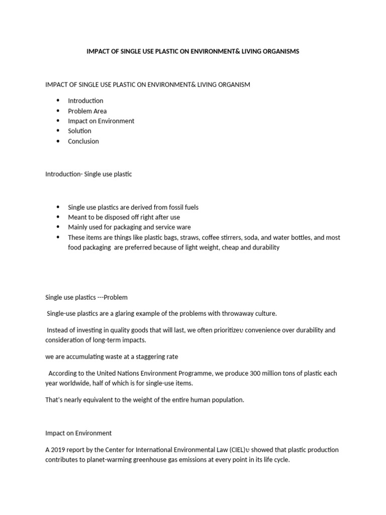 Single Use Plastic | PDF