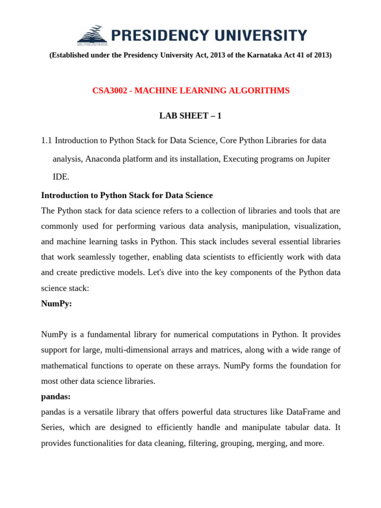 CSA3002_Lab Sheet 1 | PDF