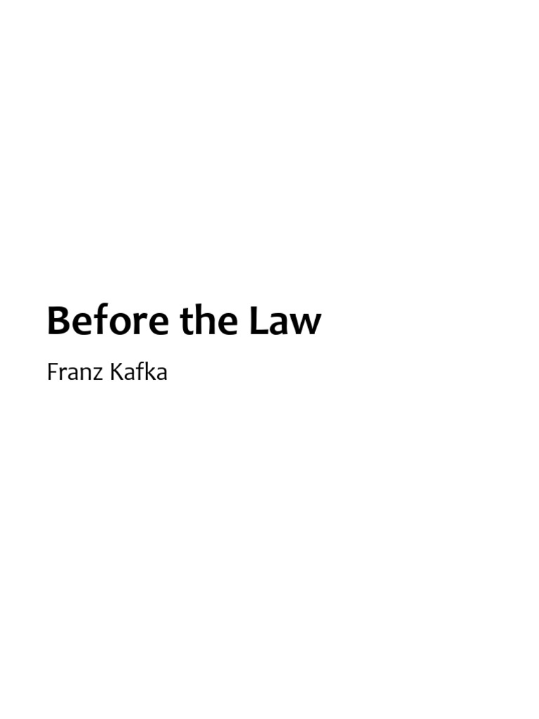 Before The Law Author Franz Kafka | PDF