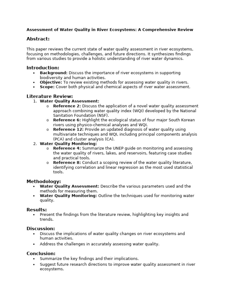 Assessment of Water Quality in River Ecosystems | PDF
