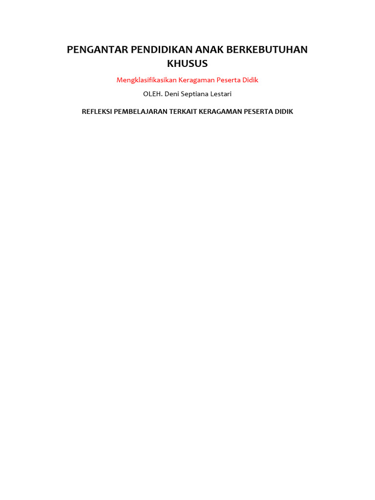 Deni Septiana Lestari - Pengantar Pendidikan Anak Berkebutuhan Khusus | PDF