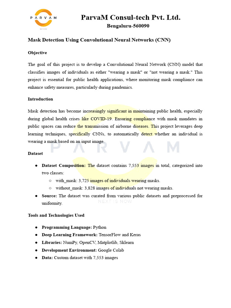 Mask Detection Using Convolutional Neural Networks (CNN) | PDF