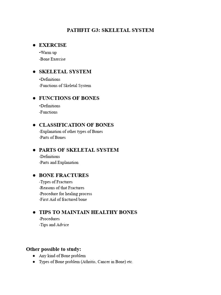 Pathfit g3 - Skeletal System | PDF