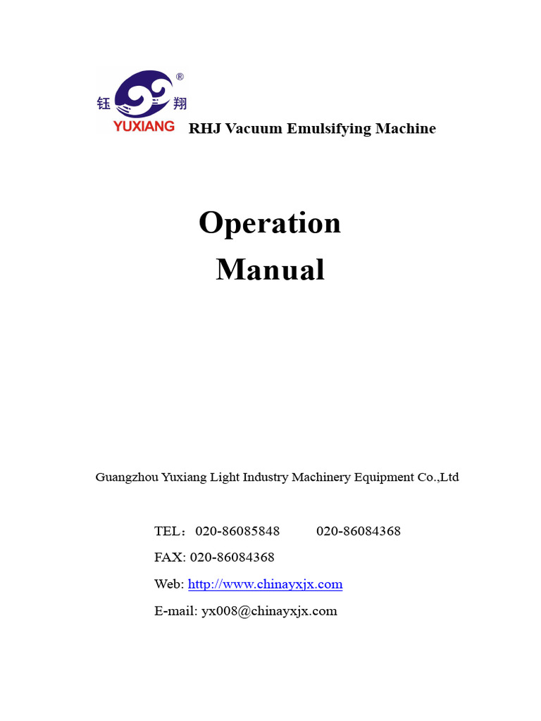 Operating Manual YUXIANG | PDF