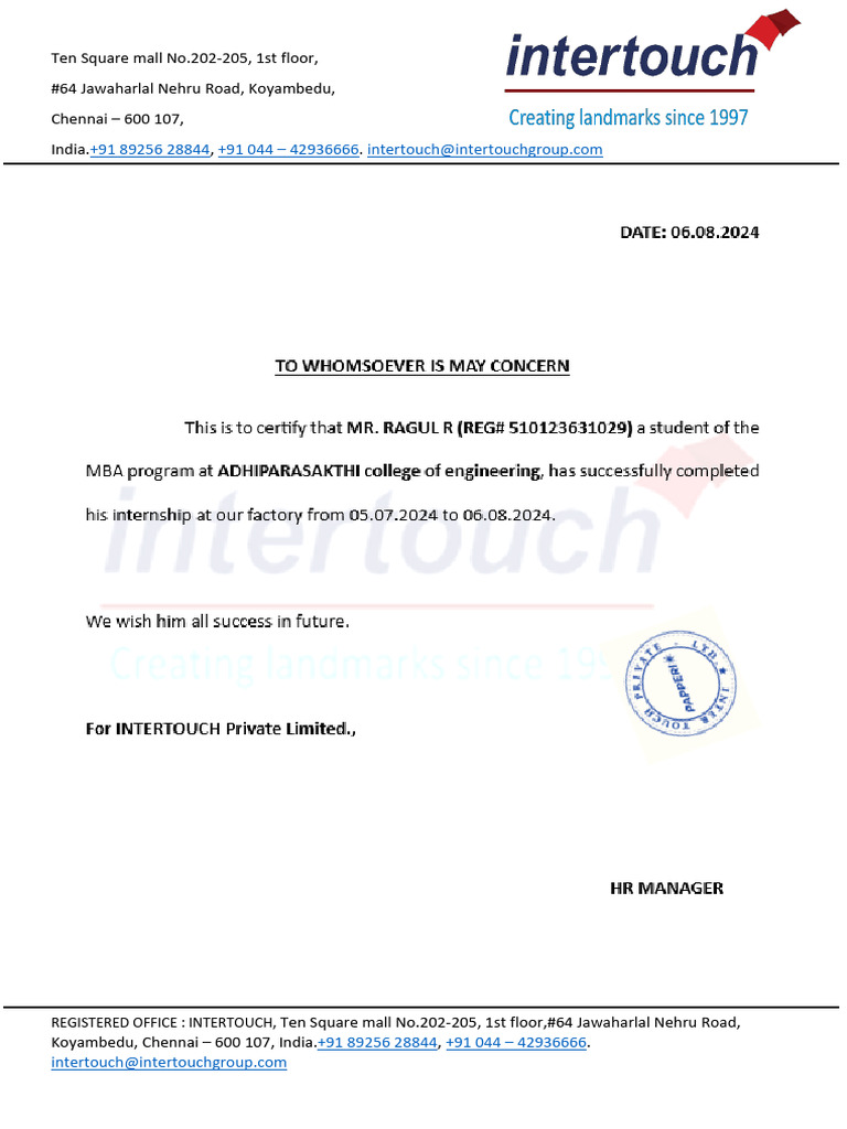 Ragul Intren Certificate | PDF