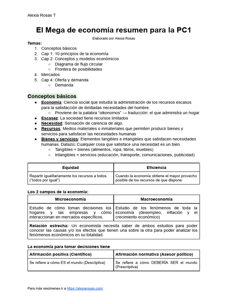 Mega resumen para PC1 Economía | PDF