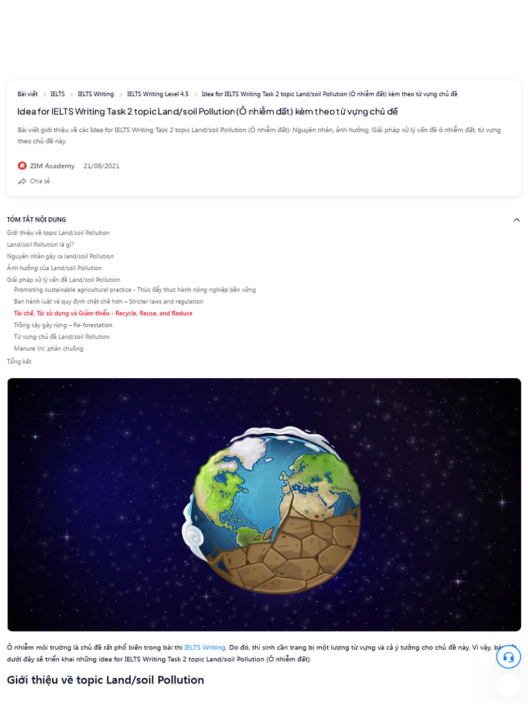 Idea for IELTS Writing Task 2 topic Land - soil Pollution (Ô nhiễm đất ...