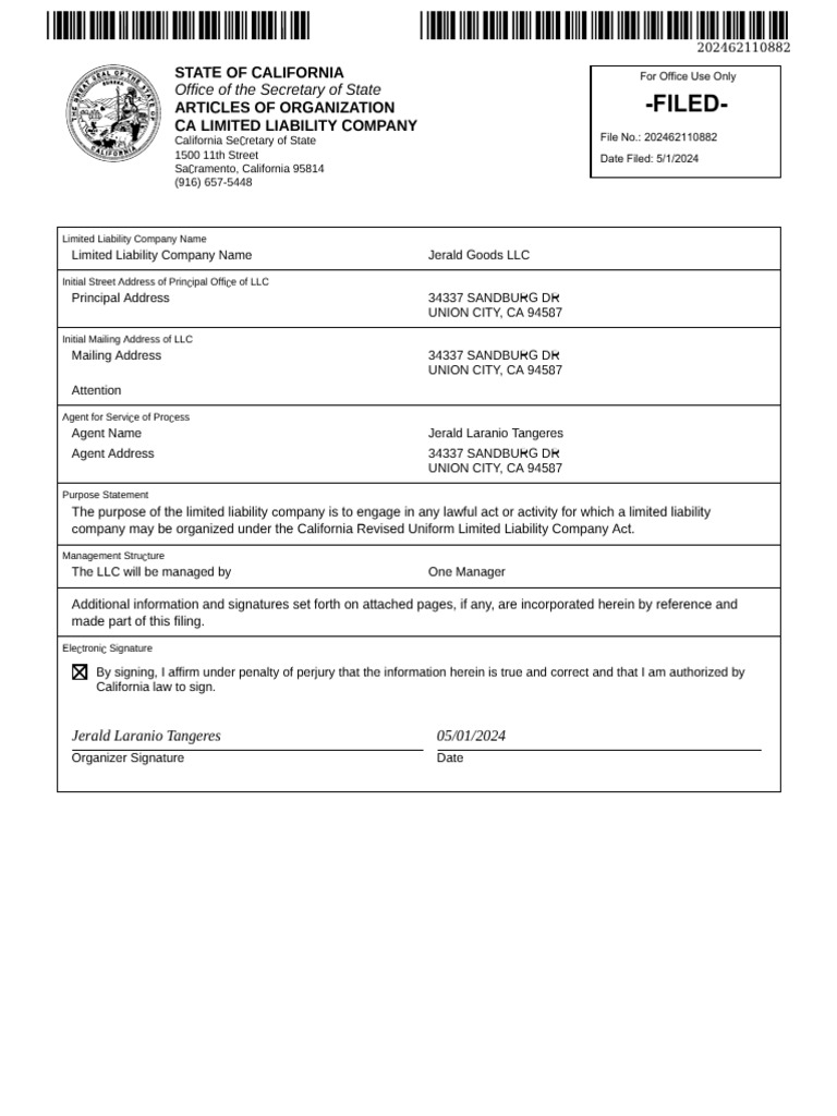 Certificate of Formation | PDF