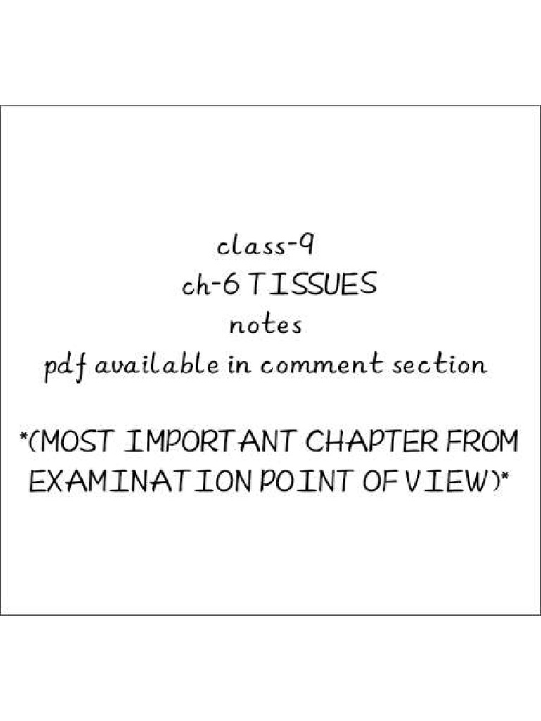 Class 9 Sci Ch-6 Tissues Notes (Topper's Notes) | PDF