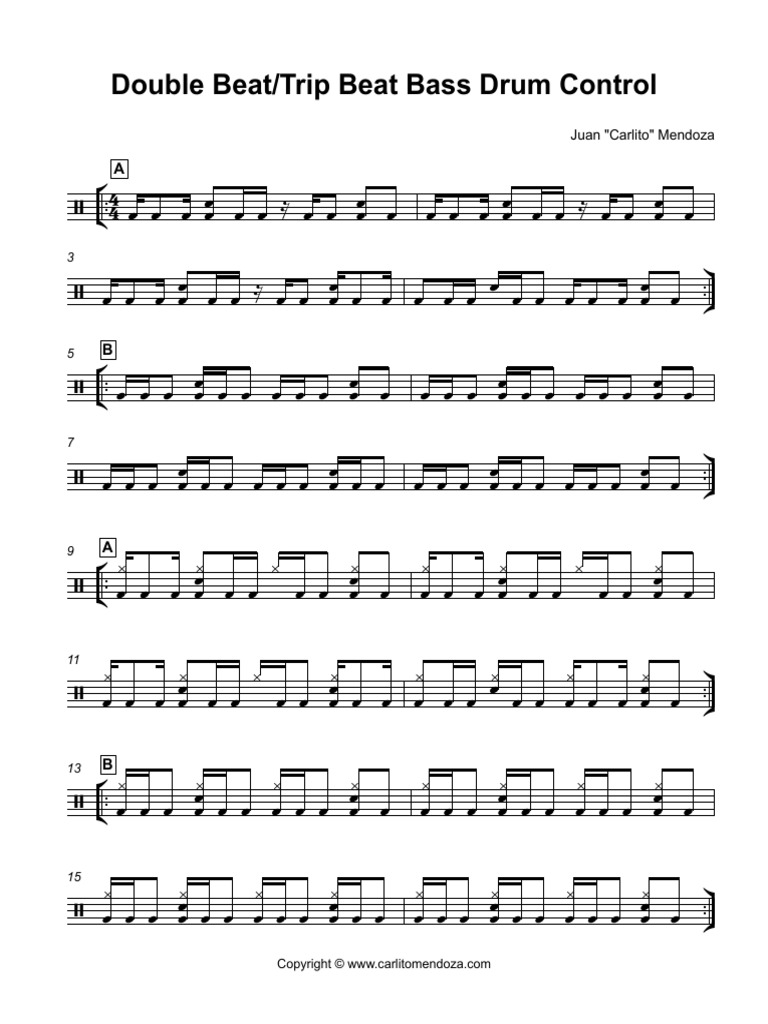 Double Beat & Triple Beat Bass Drum Exercise | PDF