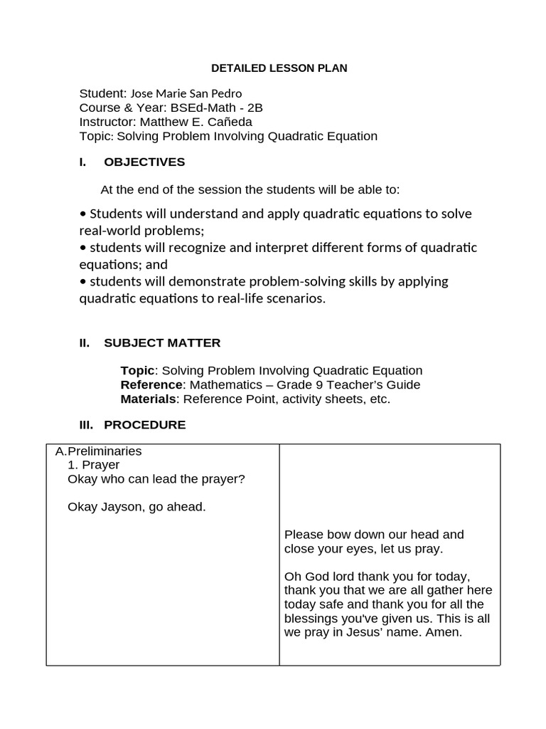 4a - Lesson Plan | PDF