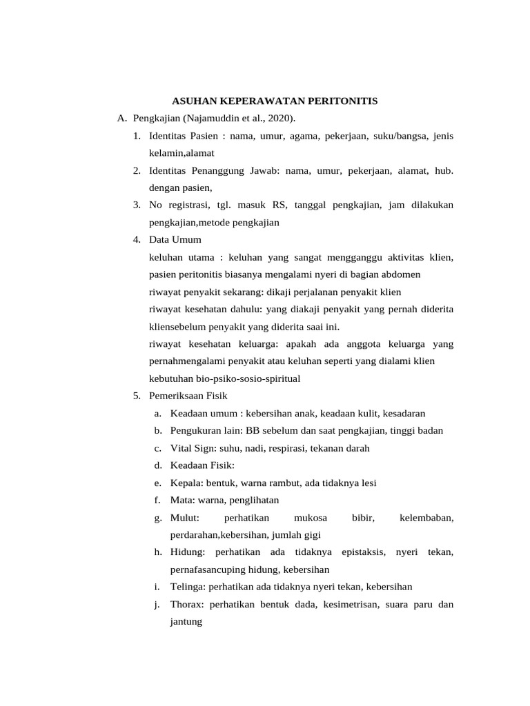 Askep Peritonitis Post Op Laparatomi | PDF