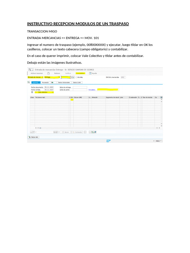 Recepcion Modulos de Un Traspaso | PDF